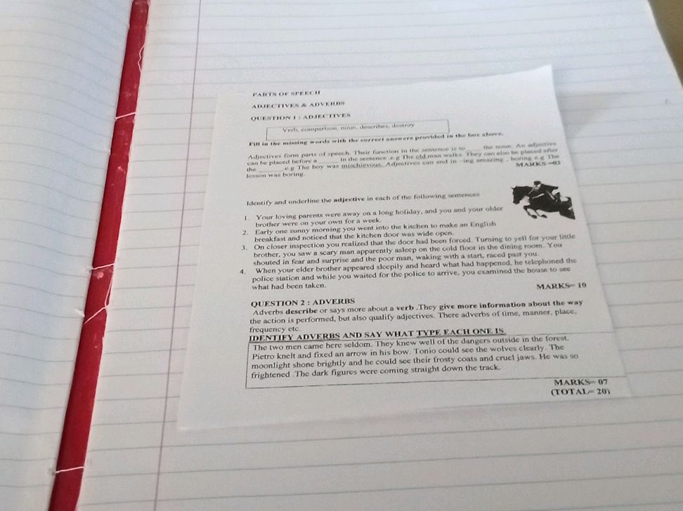 QUESTION 1: ADJECTIVES Fill in the missing | StudyX