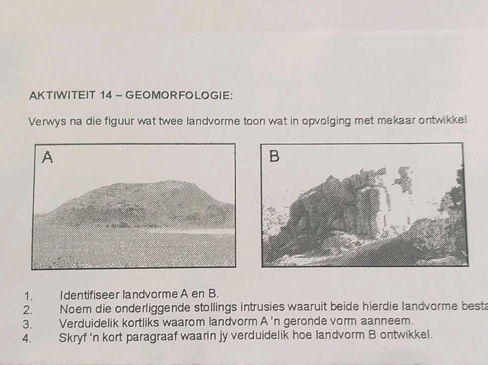 AKTIWITEIT 14 - GEOMORFOLOGIE: Verwys na | StudyX