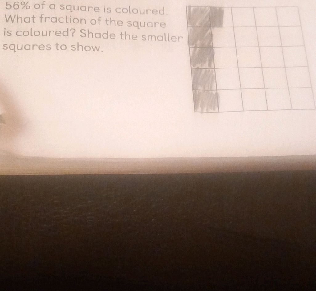 56% of a square is coloured. What fraction | StudyX