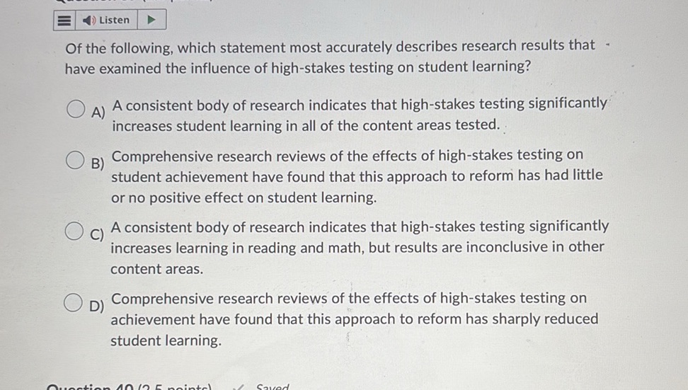 Of the following, which statement most | StudyX