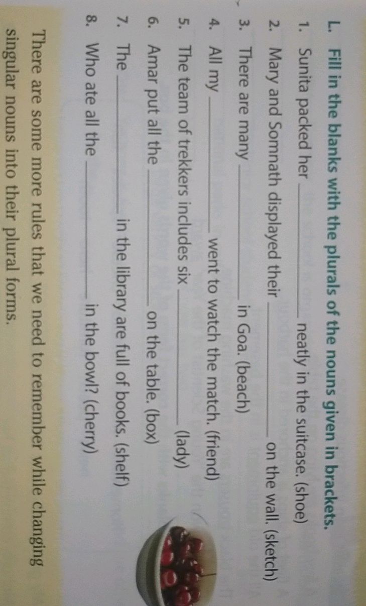 L. Fill in the blanks with the plurals of | StudyX