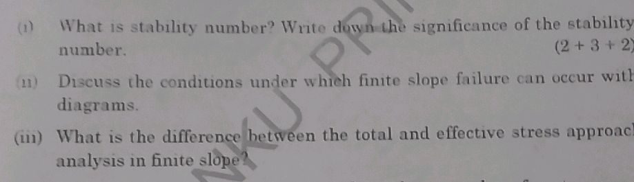 (i) What is stability number? Write down the | StudyX