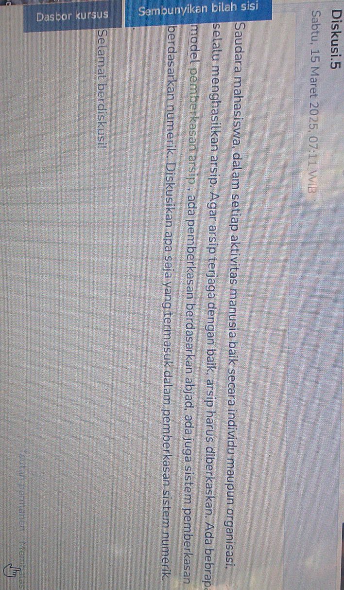 Saudara mahasiswa, dalam setiap aktivitas | StudyX