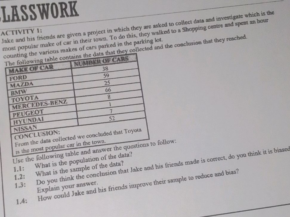 The following table contains the data that | StudyX