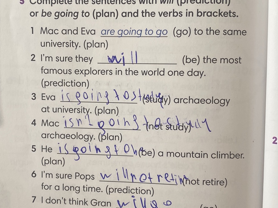 Complete the sentences with will | StudyX