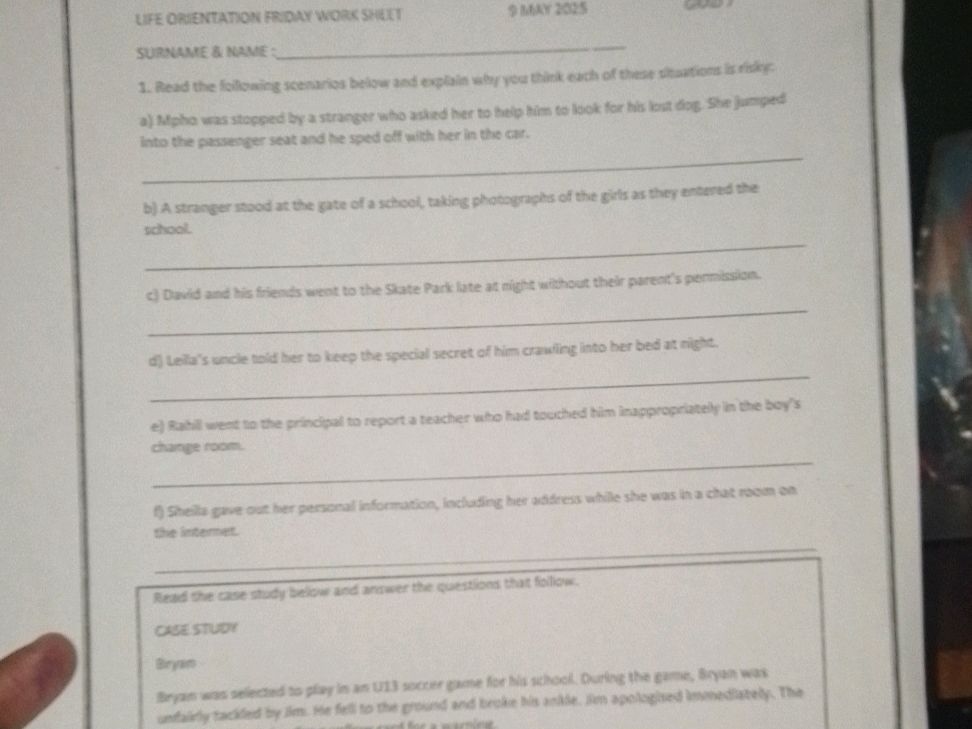 1. Read the following scenarios below and | StudyX