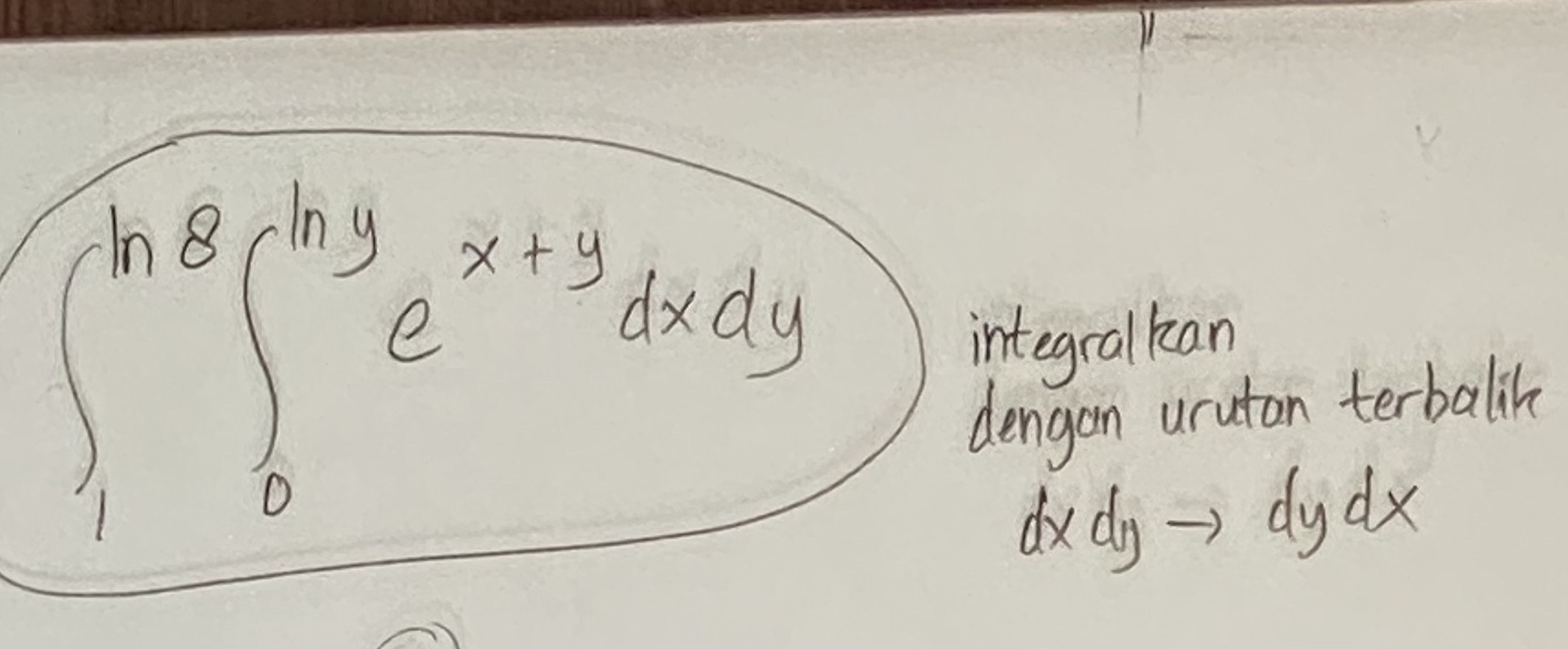 1}^{ 8} _{0}^{ y} e^{x+y} dx dy$ | StudyX