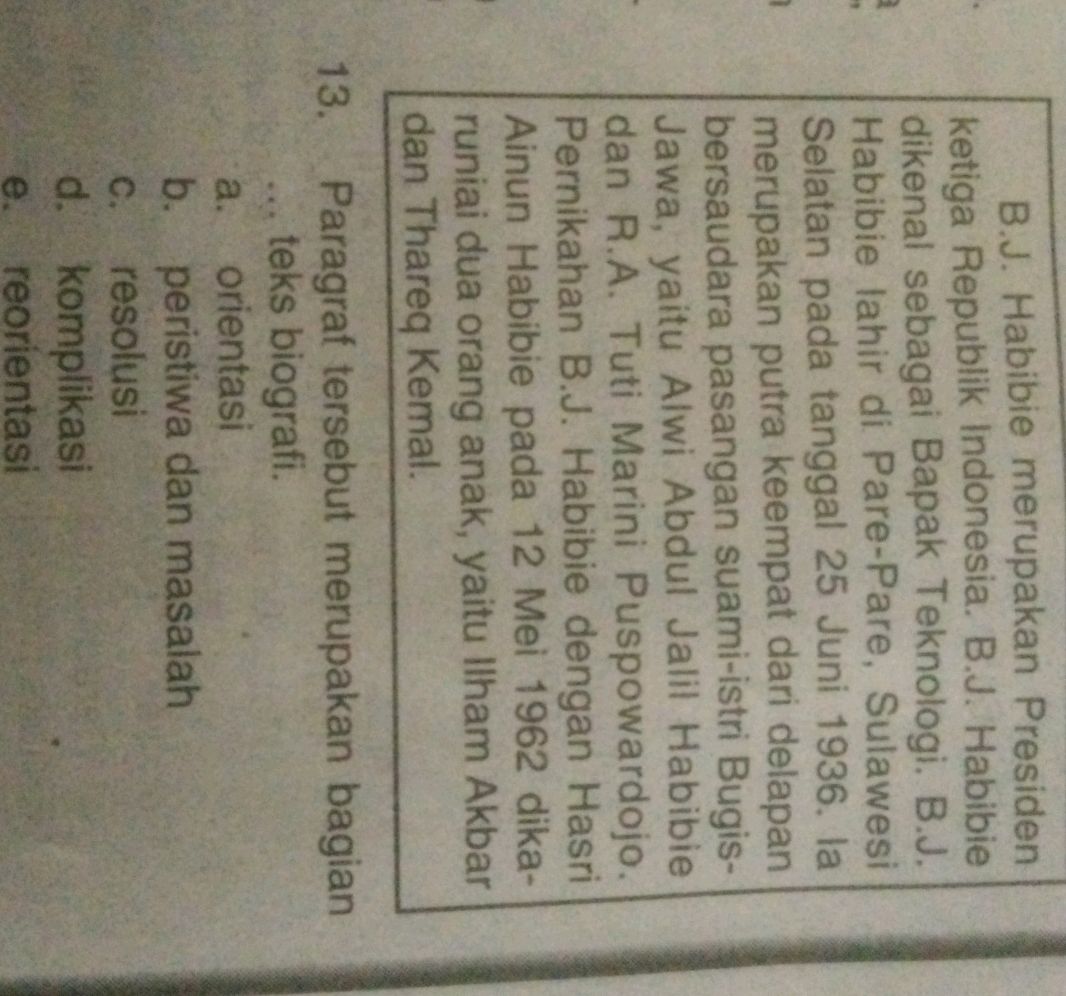 13. Paragraf tersebut merupakan bagian a. | StudyX