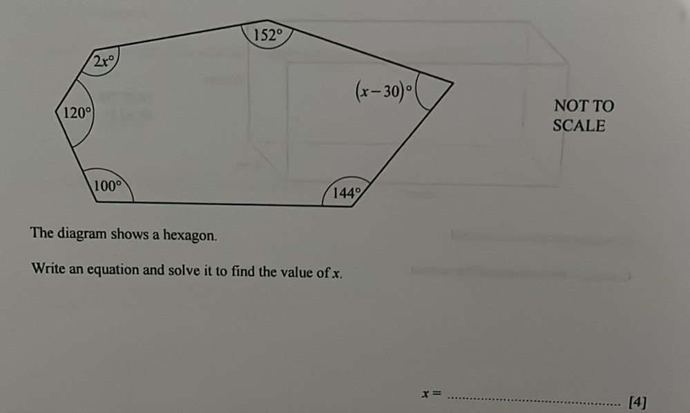 The diagram shows a hexagon. Write an | StudyX