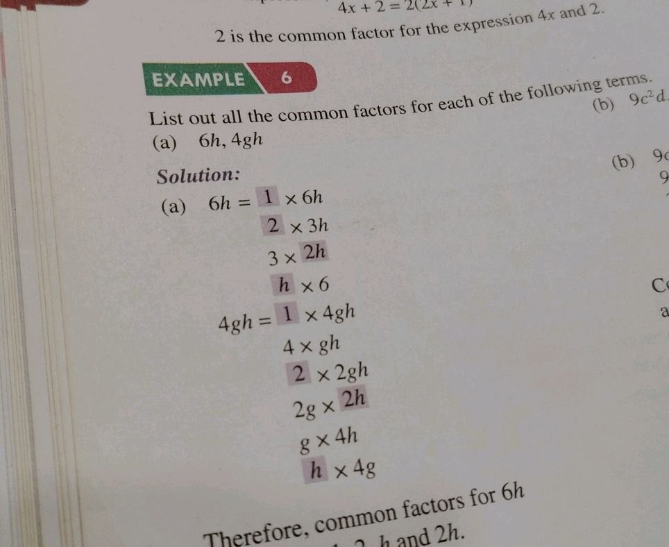 List out all the common factors for each of | StudyX