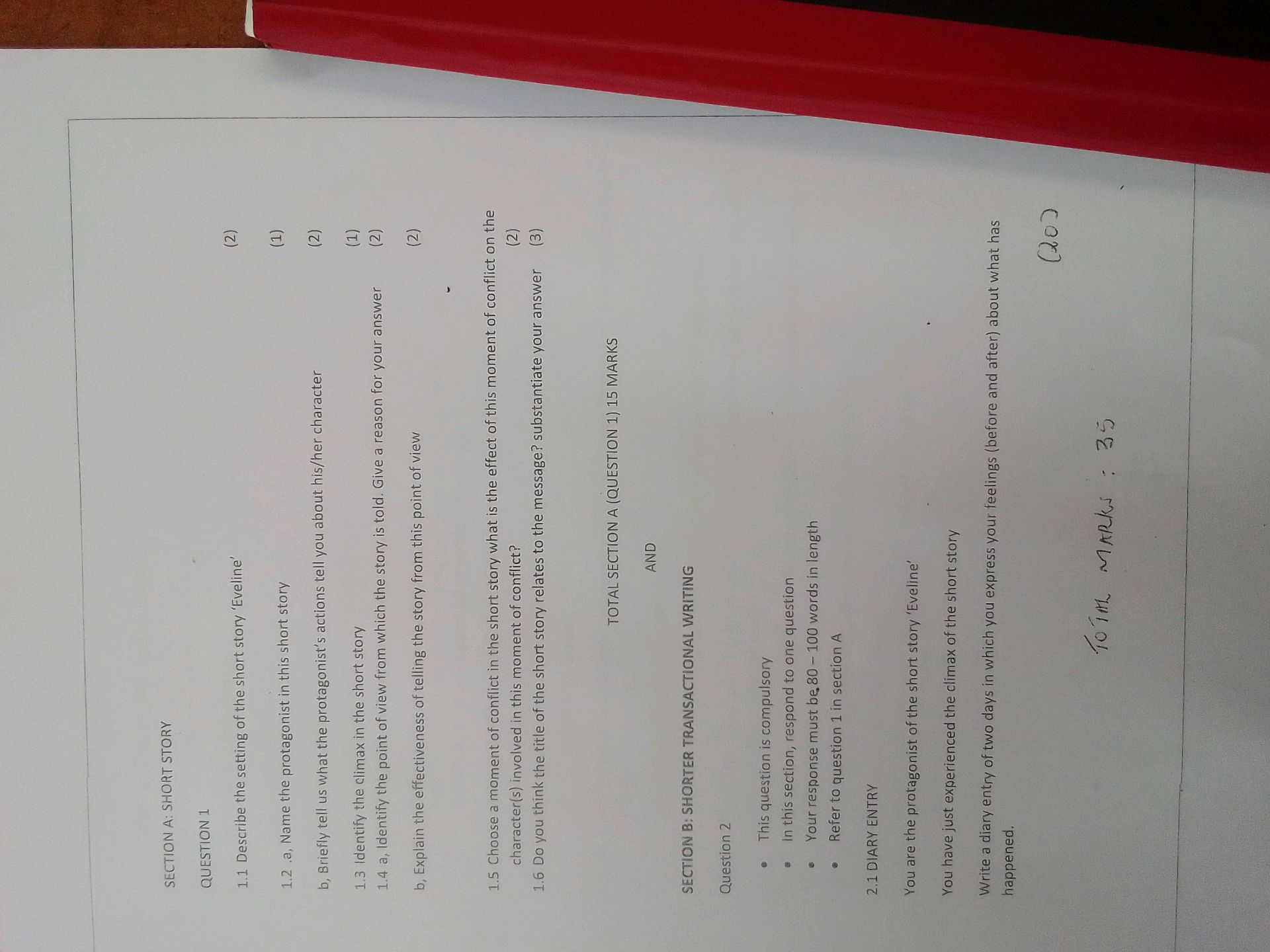 SECTION A: SHORT STORY QUESTION 1 1.1 | StudyX