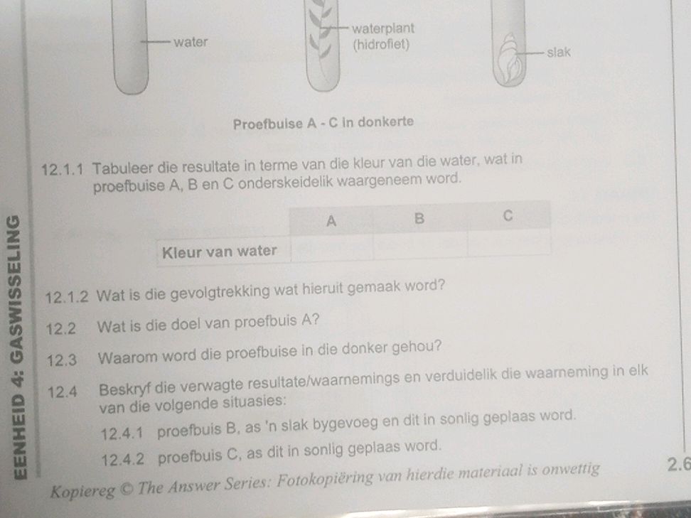 12.1.1 Tabuleer die resultate in terme van | StudyX