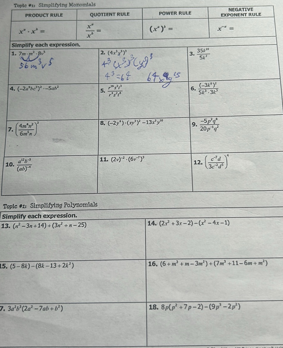 Topic #1: Simplifying Monomials Simplify | StudyX