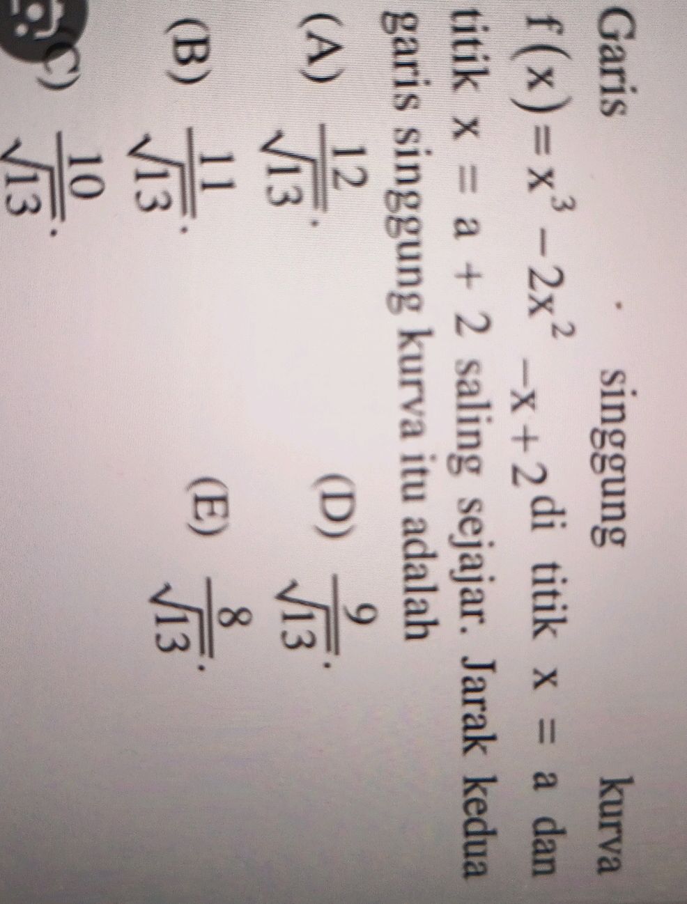 Garis singgung kurva $f(x) = x^3 - 2x^2 - x | StudyX