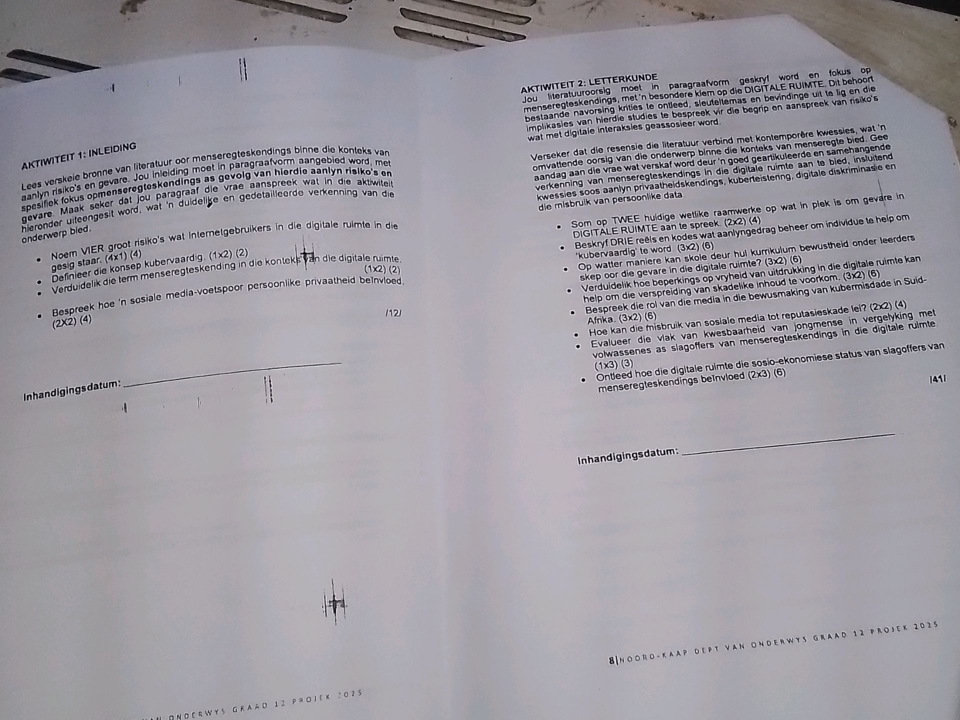 AKTIWITEIT 1: INLEIDING • Noem VIER groot | StudyX