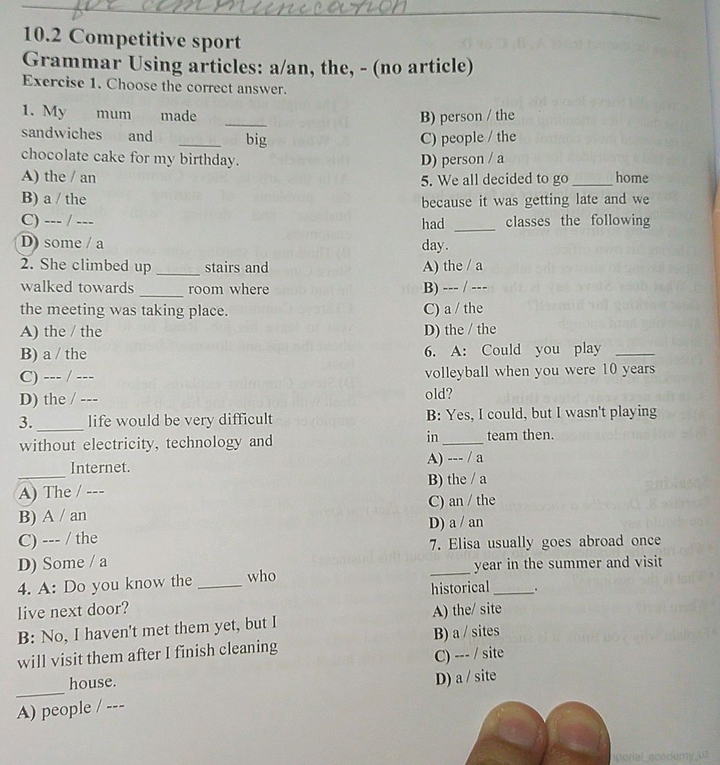 Exercise 1. Choose the correct answer. 1. | StudyX