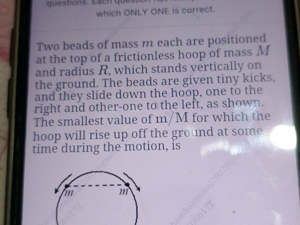Two beads of mass *m* each are positioned at | StudyX