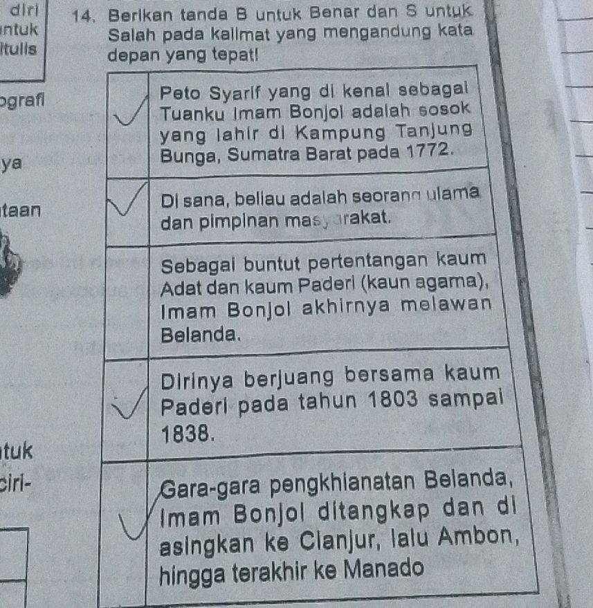 14. Berlkan tanda B untuk Benar dan S untuk | StudyX