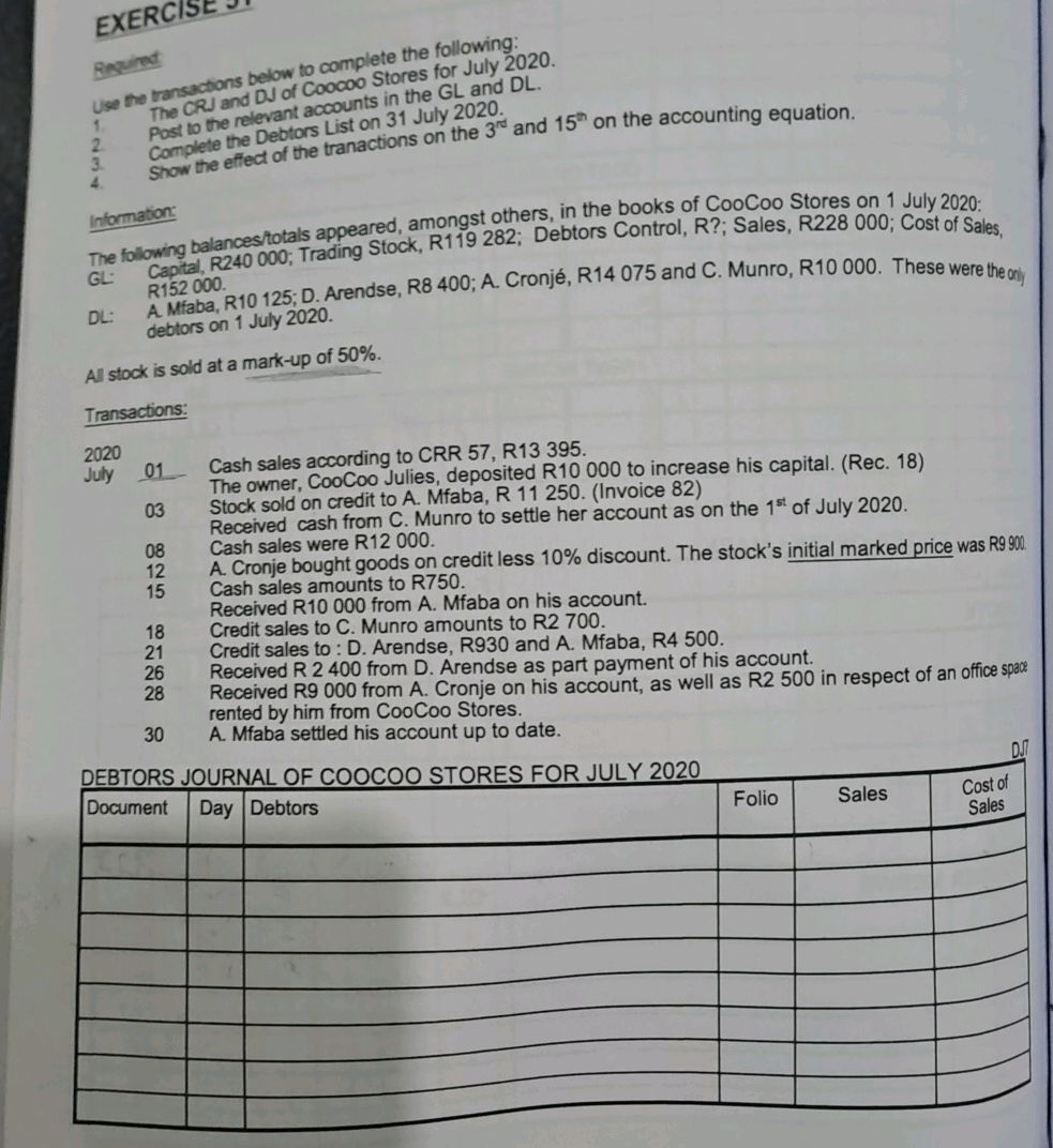 Required: Use the transactions below to | StudyX
