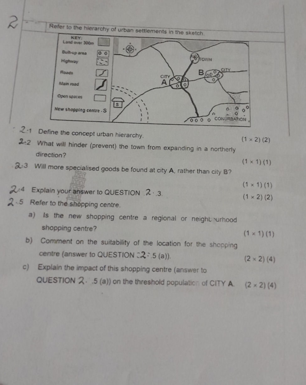 2.1 Define the concept urban hierarchy. 2.2 | StudyX