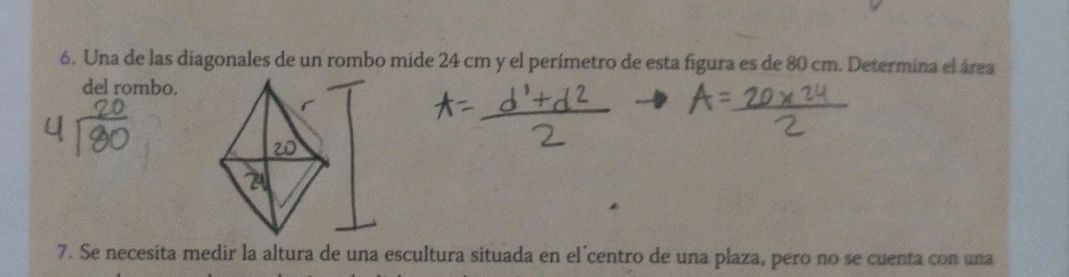 6. Una de las diagonales de un rombo mide 24 | StudyX