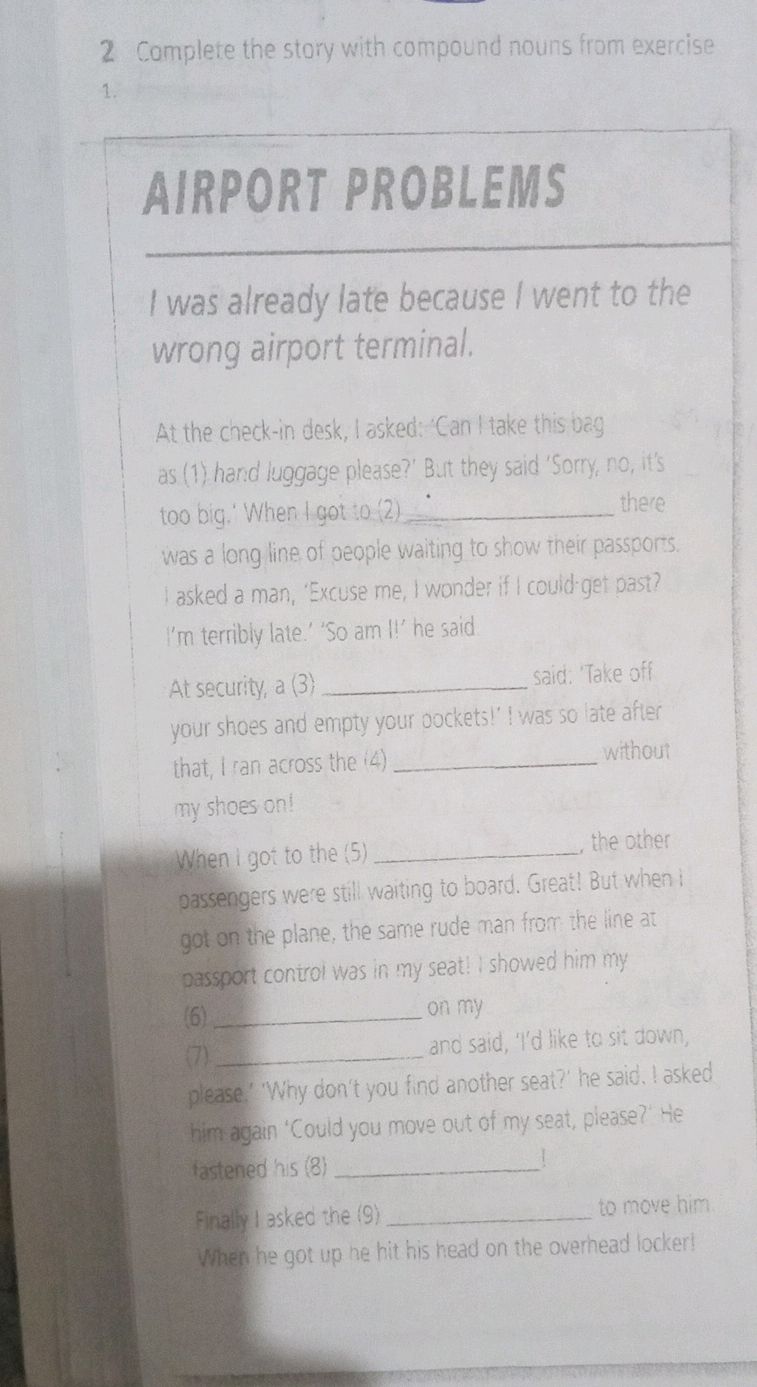 2 Complete the story with compound nouns | StudyX