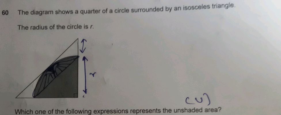 60 The diagram shows a quarter of a circle | StudyX