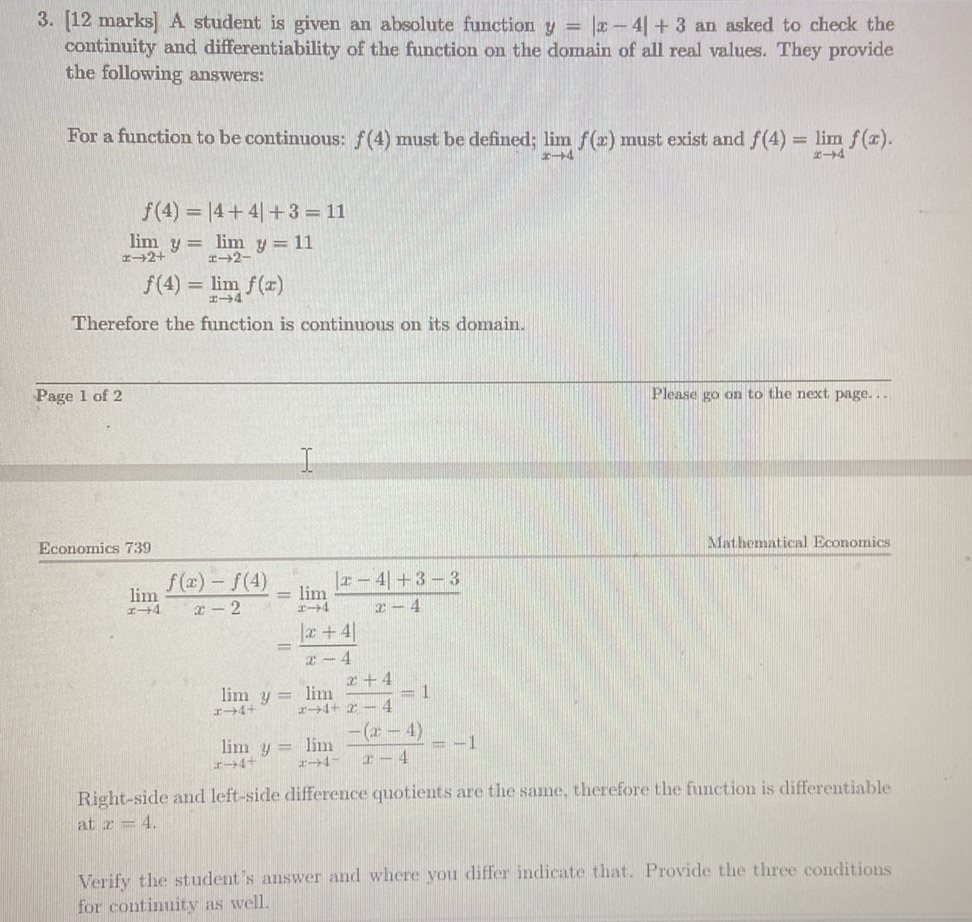 3. [12 marks] A student is given an absolute | StudyX