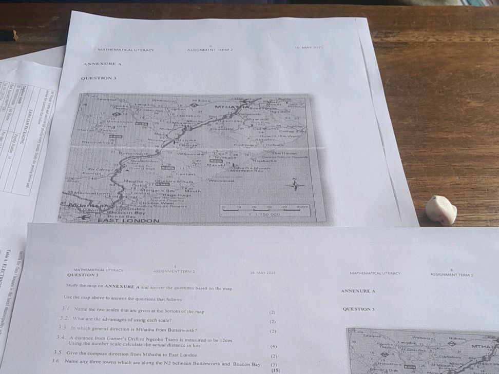 Study the map on ANNEXURE A and answer the | StudyX