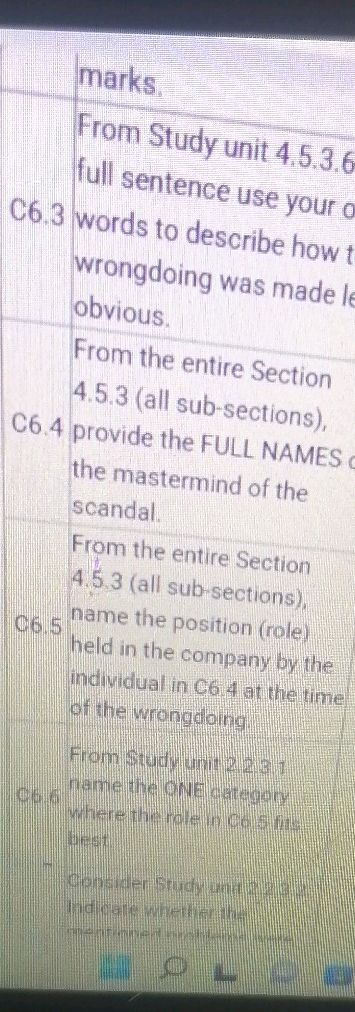 C6.3 From Study unit 4.5.3.6- full sentence | StudyX