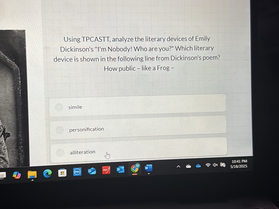 Using TPCASTT, analyze the literary devices | StudyX