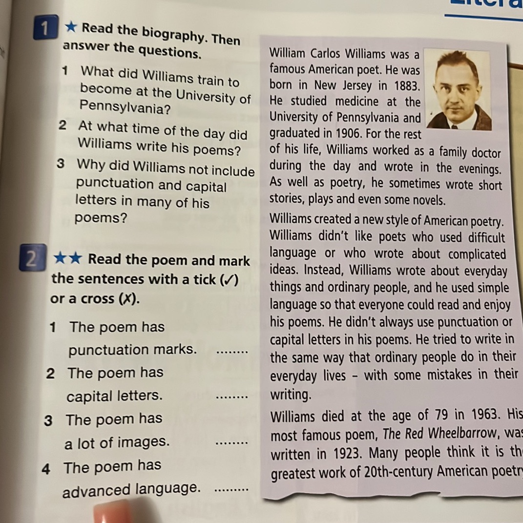 1 Read the biography. Then answer the | StudyX