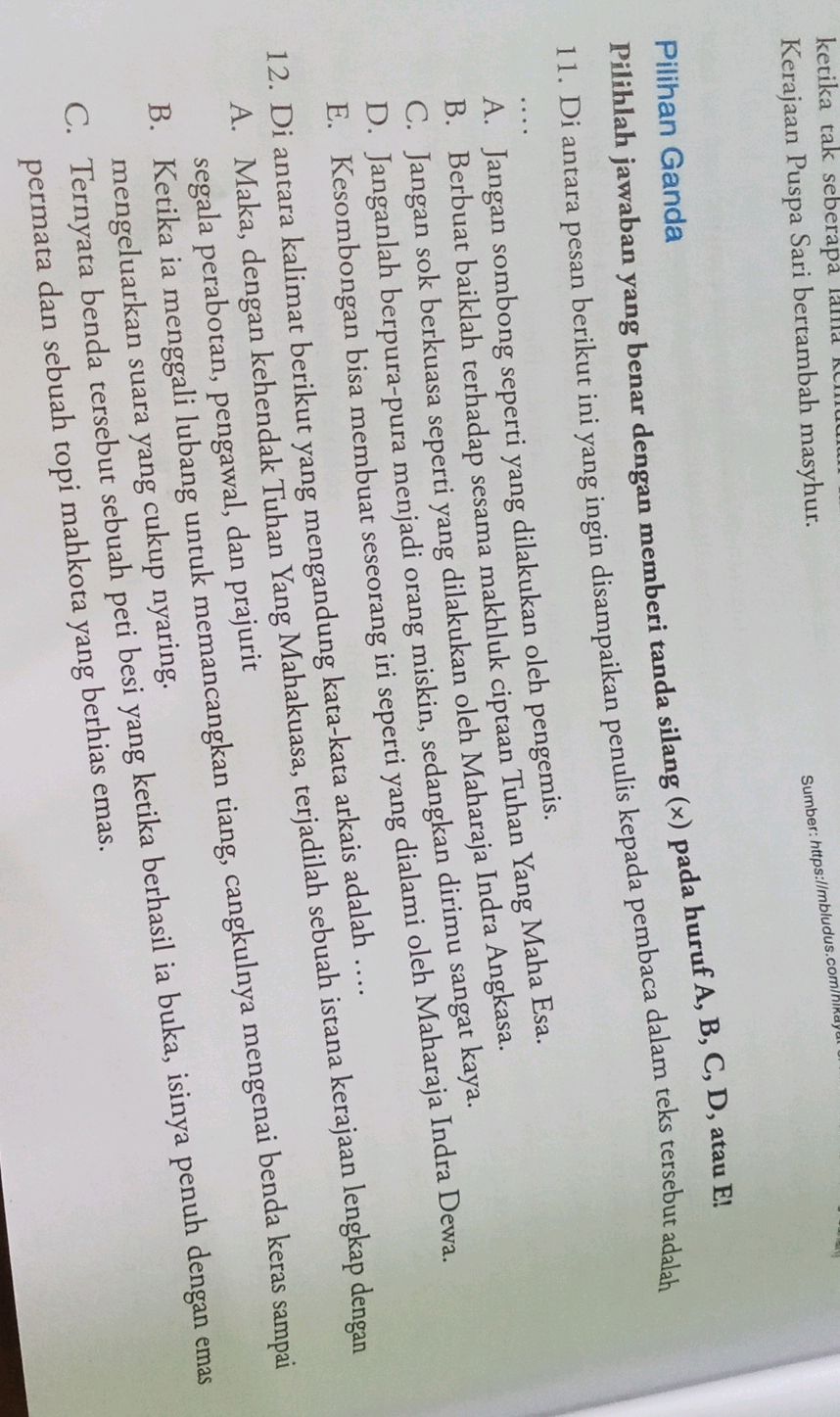 Pilihlah jawaban yang benar dengan memberi | StudyX