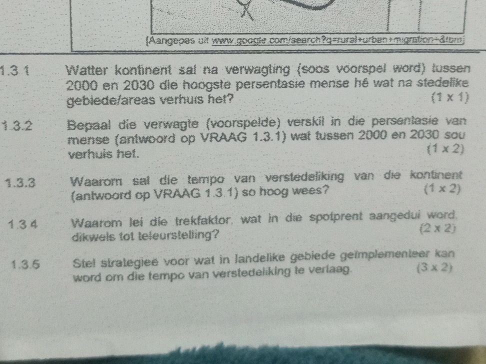 1.3.1 Watter kontinent sal na verwagting | StudyX