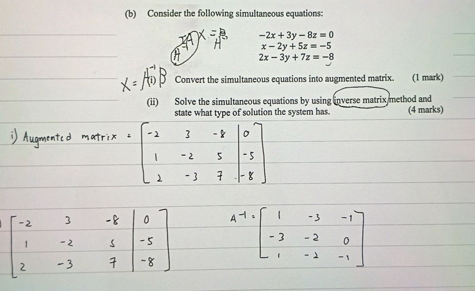 (b) Consider the following simultaneous | StudyX