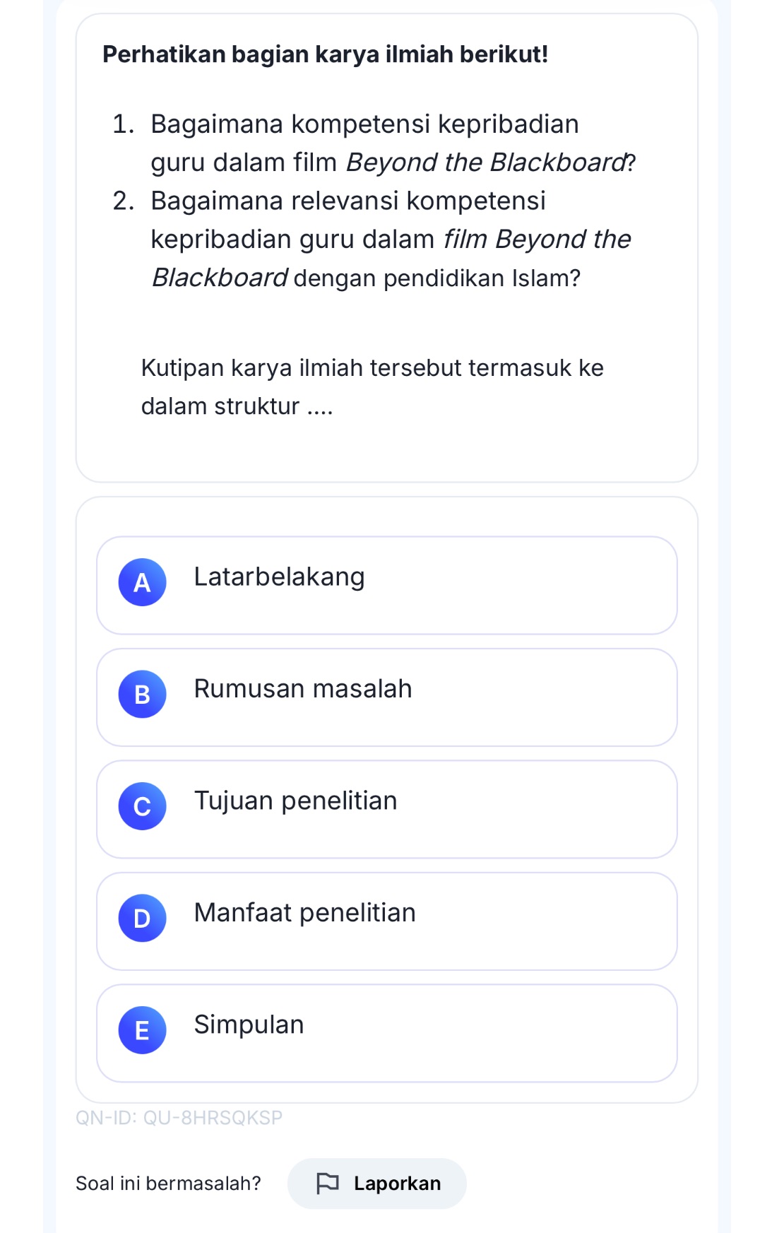 Perhatikan bagian karya ilmiah berikut! 1. | StudyX