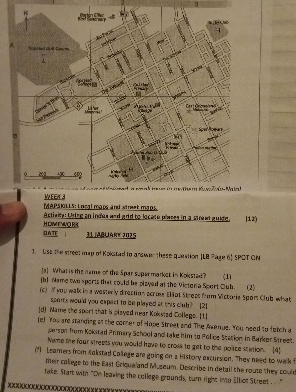 1. Use the street map of Kokstad to answer | StudyX