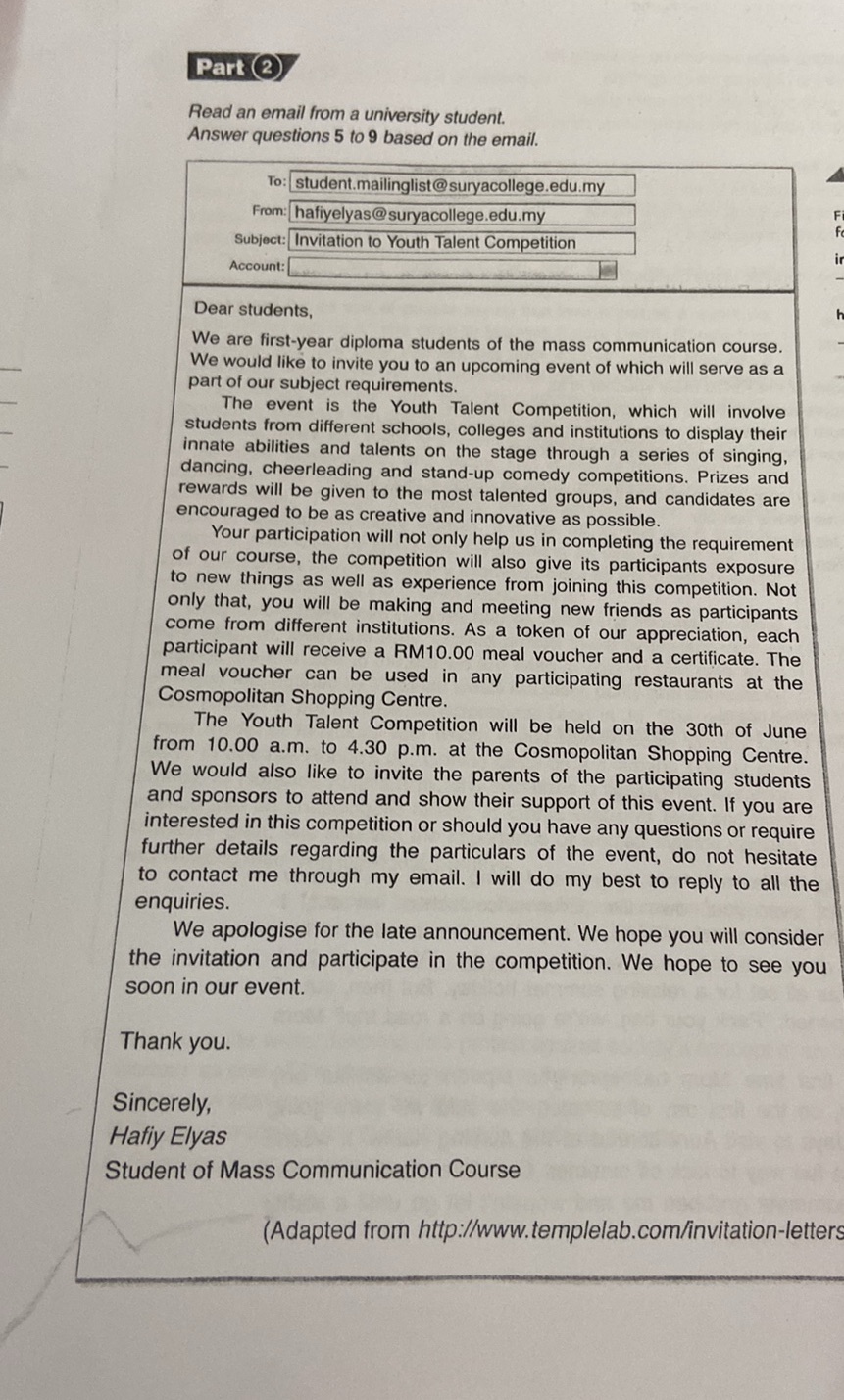 Read an email from a university student. | StudyX