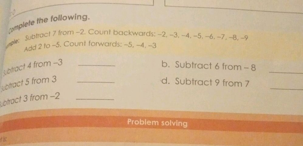 Complete the following. ample: Subtract 7 | StudyX