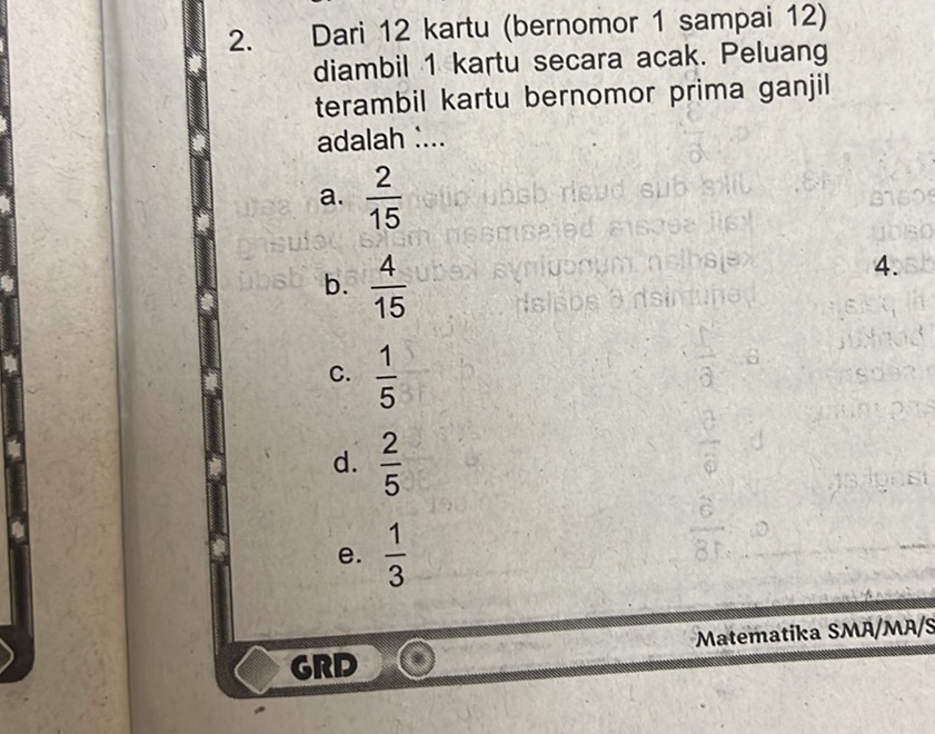 2. Dari 12 kartu (bernomor 1 sampai 12) | StudyX