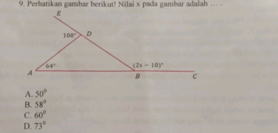 9. Perhatikan gambar berikut! Nilai x pada | StudyX