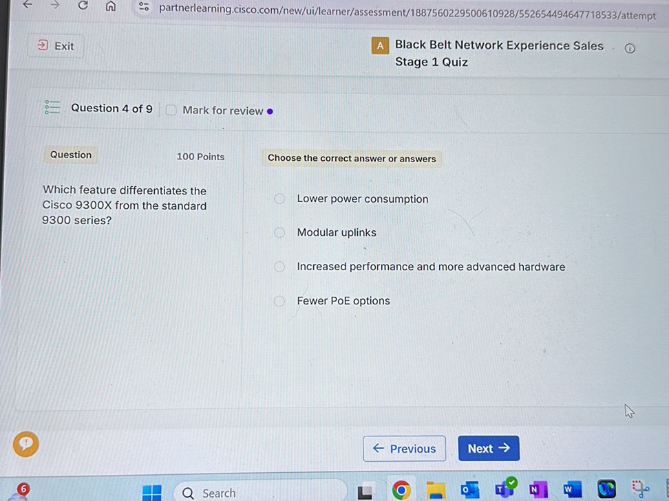 Which feature differentiates the Cisco 9300X | StudyX