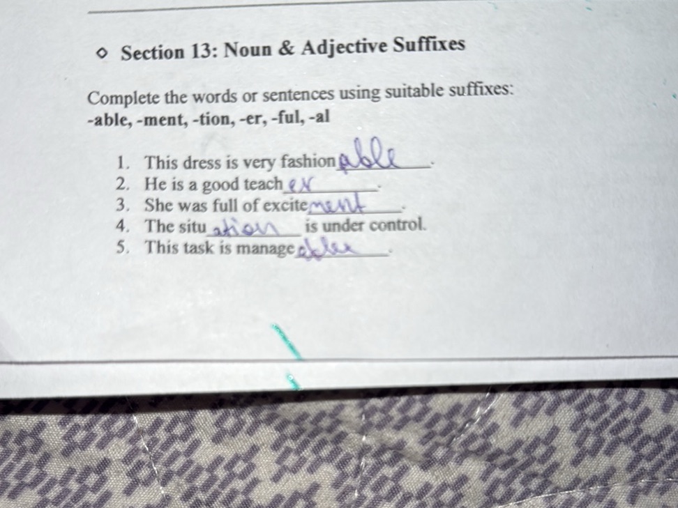 Complete the words or sentences using | StudyX