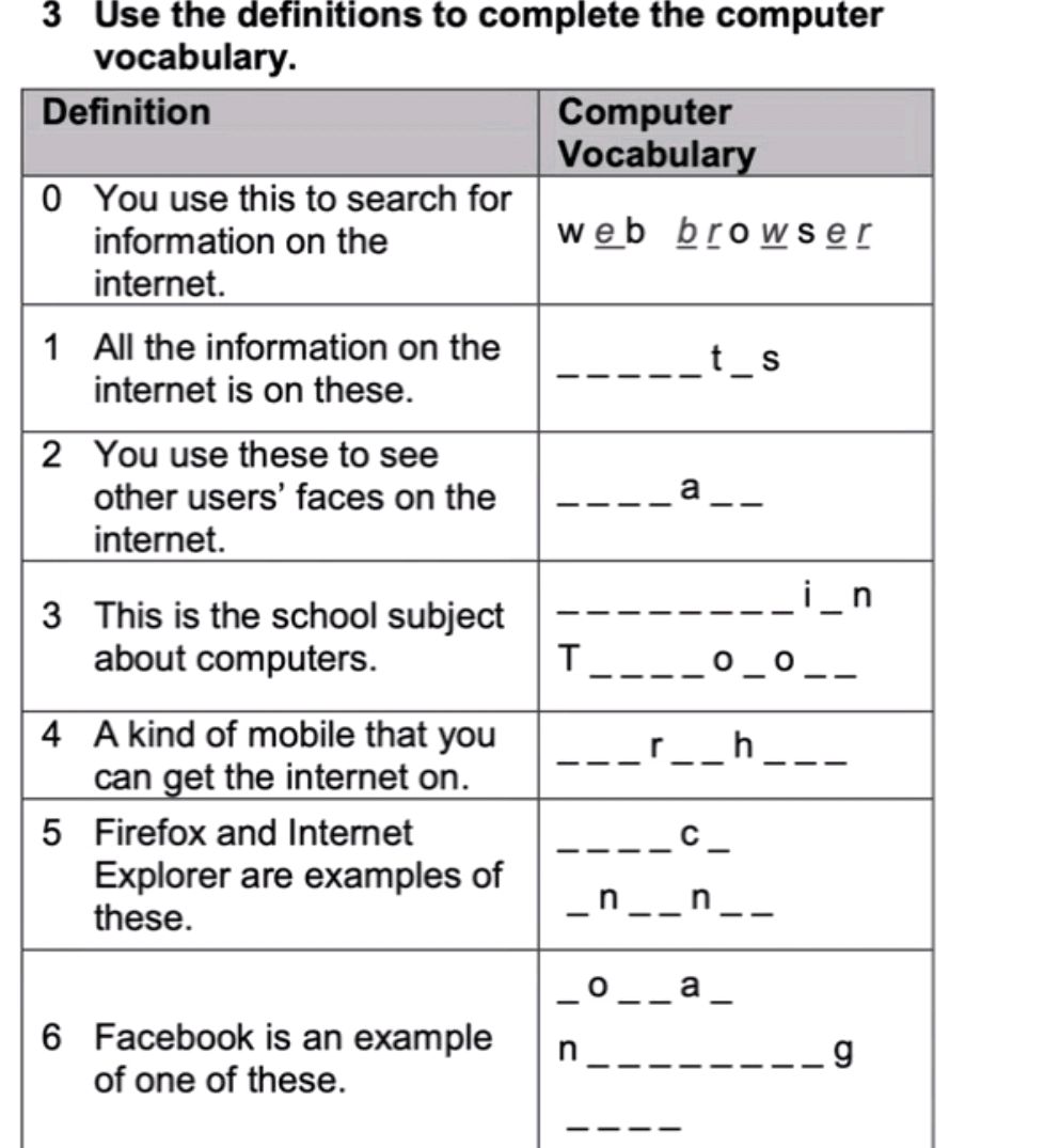 3 Use the definitions to complete the | StudyX