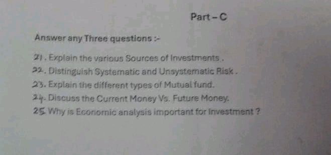 Answer any Three questions : 21. Explain | StudyX