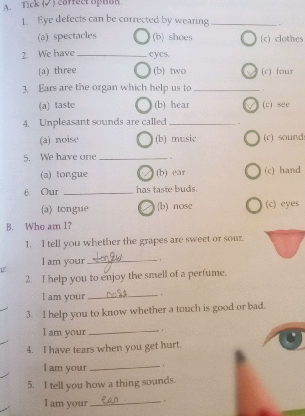 A. Tick ( ) correct option. 1. Eye defects | StudyX