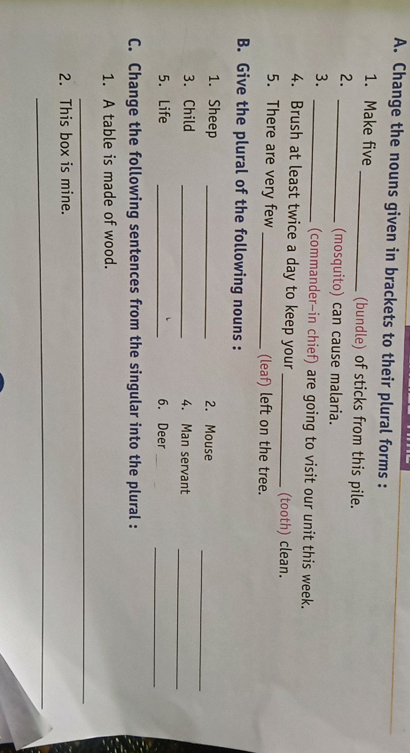 A. Change the nouns given in brackets to | StudyX