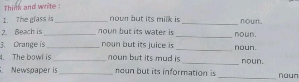1. The glass is ______ noun but its milk is | StudyX