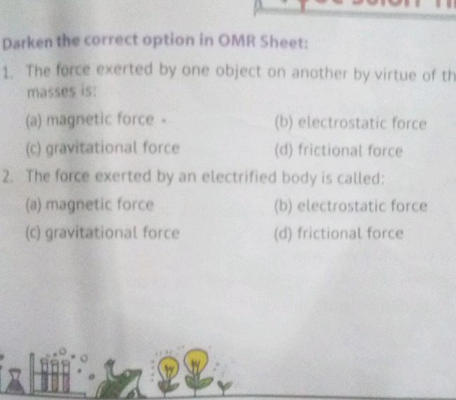 1. The force exerted by one object on | StudyX