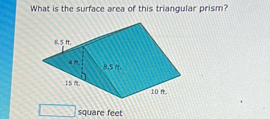 What is the surface area of this triangular | StudyX